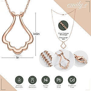 Emily C Original Patented s925 Rose Gold Ring Holder Necklace - Sterling Silver Base plated with 14 Karat Rose Gold - Women & Men Wedding Ring Holder Necklace - Gift for Mother,Wife,Nurse,Doctor