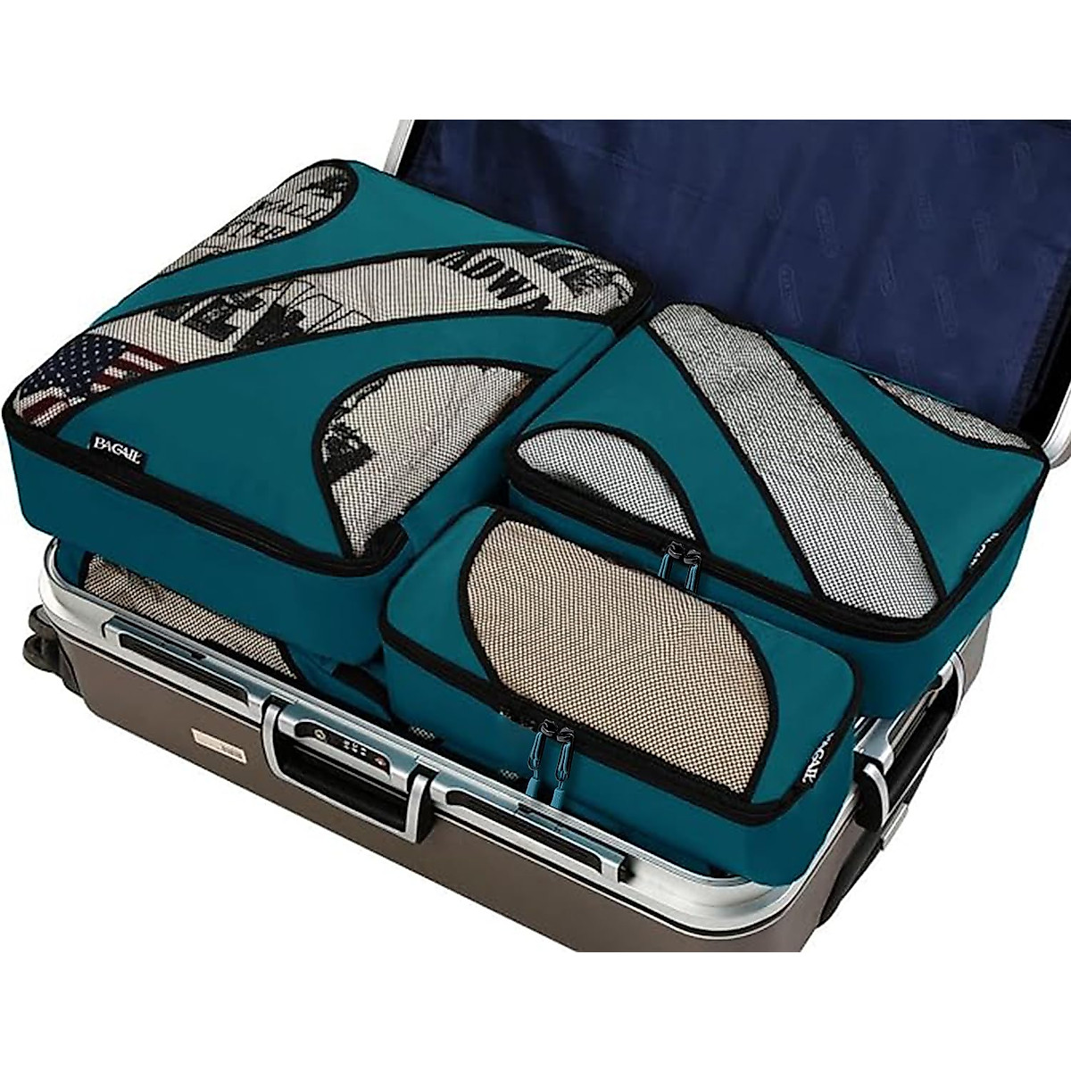 BAGAIL 6 Set Packing Cubes,Travel Luggage Packing Organizers(6Set Teal)