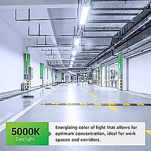 Sunco LED Workshop Black Garage Shop Light 4FT, Plug in Linkable Utility Light Fixtures, 260W=40W, 5000K Daylight, Frosted Lens, Pull Chain, Hanging/Mounted, 4100 LM - ETL Energy Star 2 Pack