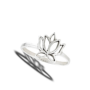 Filigree Lotus Flower Vintage Ring New .925 Sterling Silver Band Size 6