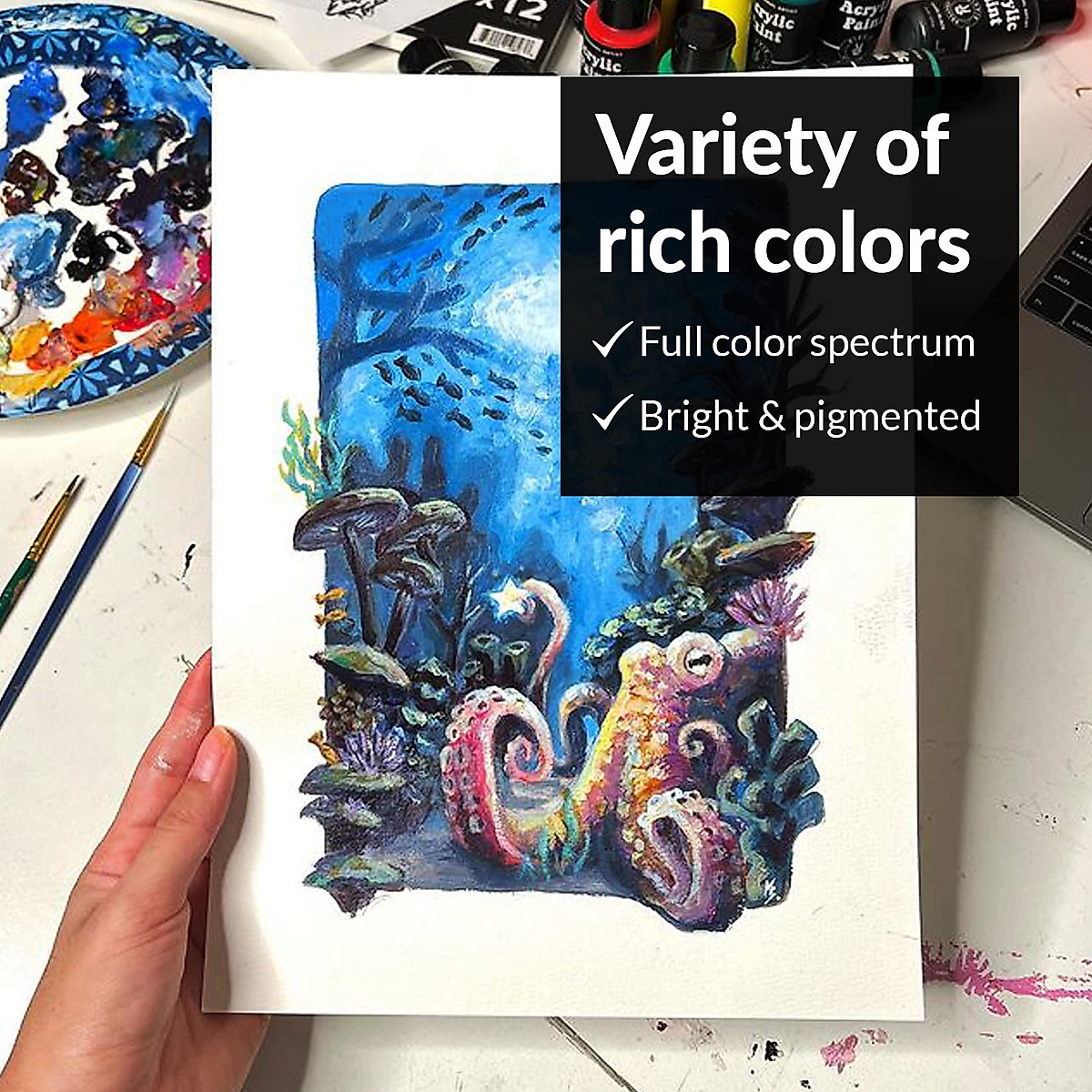 Craft Paint Acrylic Premium Acrylic Paint Set 20 Colors Paint Acrylic | Canvas Paint Ceramic Outdoor Wood Clay Glass Rock Painting 2oz 60ml Bottles for Adults Artists Beginners and Kids Art Supplies