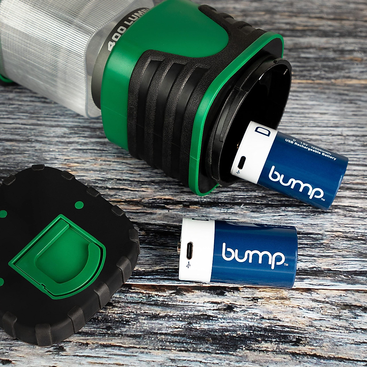 bump D 1.5V Rechargeable Batteries - 2 Pack - Lithium Ion, 12000 mWh, Fast & Long Lasting USB-C Charge, Use in Flashlights, Devices w/Extended Running Time Requirements, Charger Cable Included