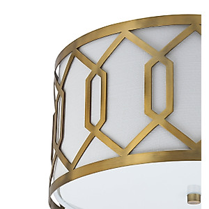 JONATHAN Y JYL3500A Hex 3-Light 16.25" Metal LED Flush Mount Contemporary,Transitional Dimmable, 2700K Cozy Warm Light, Kitchen,Hallway,Bathroom,Stairwell, Brass Gold