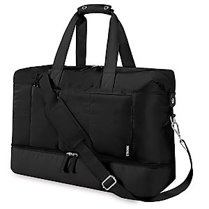 ETRONIK Weekender Bag with 15.6" Laptop Compartment, Travel Duffle Bag with Shoe Compartment & Wet Pocket, Carry On Overnight Bag with Toiletry Bag for Women, Gym Tote Bag Hospital Bag, Black