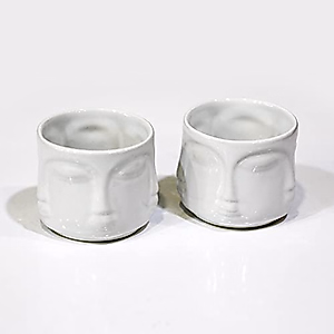 MeGgdecor Ceramic Cups for Espresso & Cappuccino, Modern and Contemporary Double Expresso Coffee Cup, One of Best Espresso Accessories, Elegant White Ceramic with 2 cup