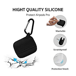 New SAMEO Design Soft Silicone Protective Case of AirPods Pro (Neck Strap, Case, Carabiner of 1 Set) DustProof, DropProof, Wireless Charing (Black)