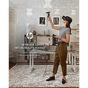 HP Reverb G2 VR Headset with Controller, Adjustable Lenses & Speakers from Valve, 2160 x 2160 LCD Panels, for Gaming, Ergonomic Design, 4 Cameras, Compatible with SteamVR & Windows Mixed Reality