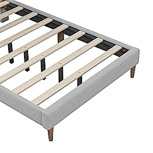 Livavege Bed Frame Full Size with Wingback Headboard, Upholstered Platform Bed Frame with,Solid Wood Slats Support, Full Bedframes No Box Spring Needed, Noise-Free