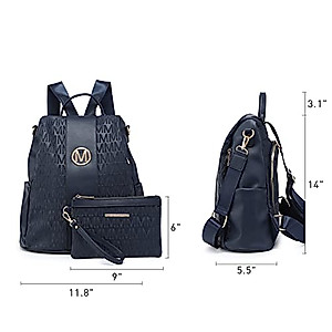 MKP Women Fashion Backpack Purse Jean Denim Handbag Anti-Theft Rucksack Travel School Shoulder Bag with Wristlet