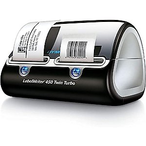 LabelWriter 450 Twin Turbo Direct Thermal Label Printer, Black - USB Connectivity Print up to 71 Labels Per Minute, 300 x 600 dpi, 2.20'' Maximum Width Monochrome Barcode Maker (1752266)