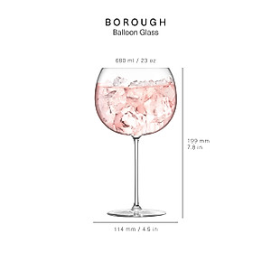 LSA Borough Balloon Glass Set in Clear for Gin, Tonic and Rosé - Drinking Glasses with Generous Bowl and Narrow Stem - 23 oz Drinkware - Pack of 4