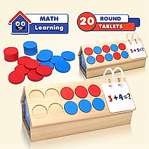 Wooden Educational Toys for Kids 3 4 5 6 Year Old - CVC Sight Word & Number Flash Cards - Alphabet Spelling Games & Montessori Math Counting - Preschool Kindergarten Learning Activities