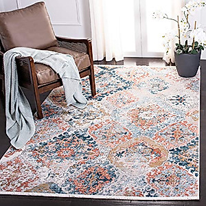 Safavieh Shivan Collection Area Rug - 9' x 12', Blue & Rose, Vintage Design, Non-Shedding & Easy Care, Ideal for High Traffic Areas in Living Room, Bedroom (SHV787M)