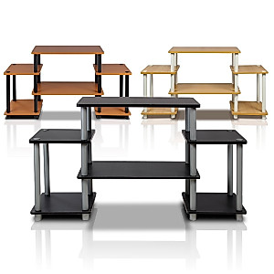 Furinno Turn-N-Tube No Tools Entertainment Center Black/Grey