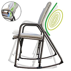 STRONGBACK Outdoor Patio Rocker, Portable Folding Rocking Chair with Lumbar Support, Great Outdoor Chair for Patio Furniture, Balcony, Camping, and Lawn, Single