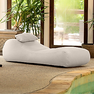 Jaxx Arlo Outdoor Bean Bag Sun Lounger - Pool and Patio Chaise Recliner, Pearl