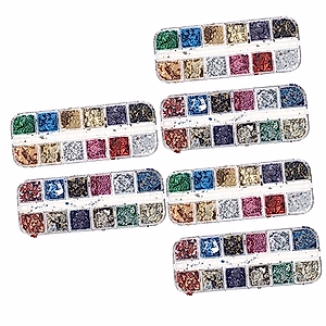 FRCOLOR 6 Boxes Nail Sequins Mettalic Nail Charm Nail Glitter Flakes Nail Art Sequin Nails Decoration Colored Aluminum foil Nail Art Decal Nail Decor Manicures Foils Accessories 3D Chunk