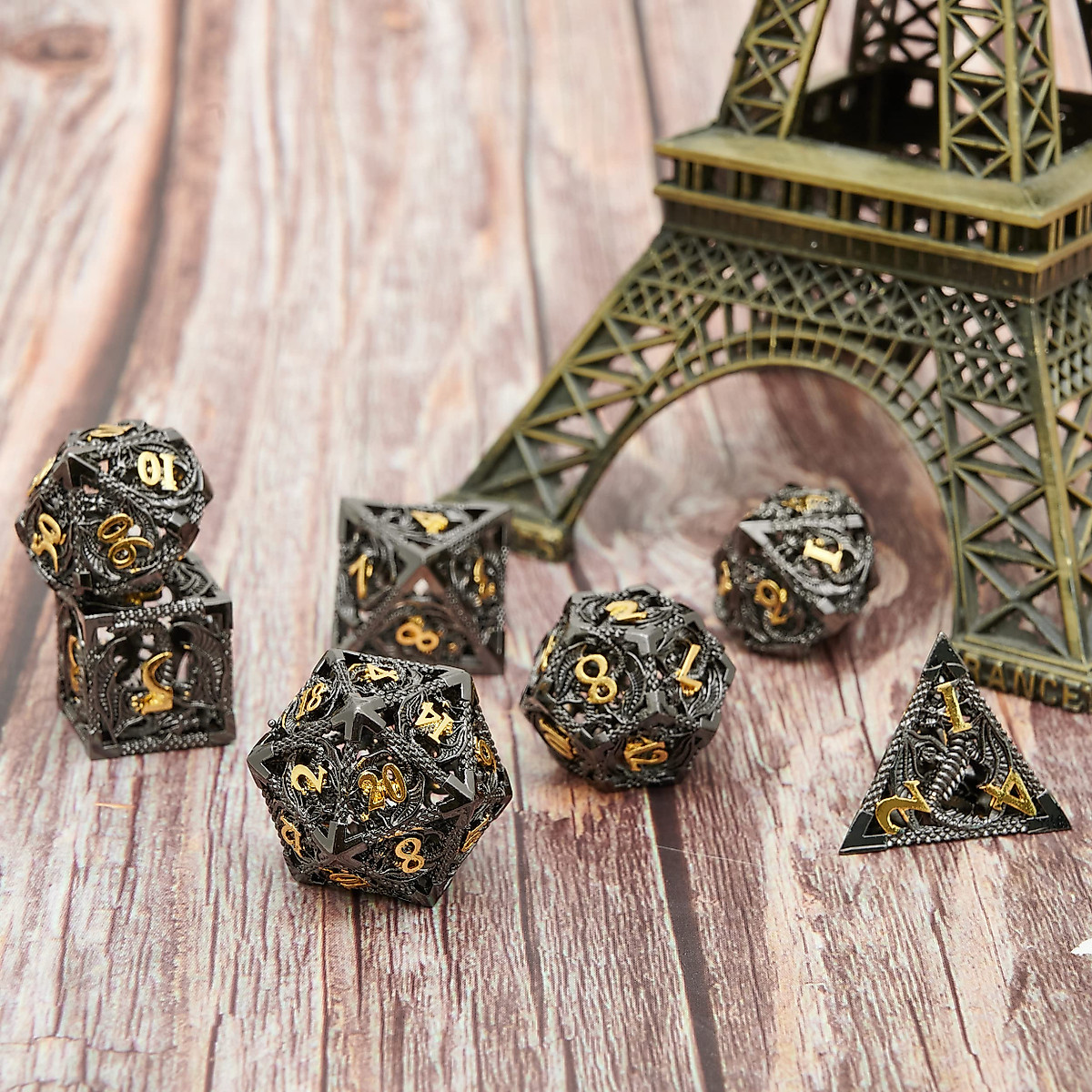 DND Dice Set Metal Dice Dungeons and Dragons Dice Gift Polyhedral Dice Set D&D Role Playing Dice D20 Hollow Polyhedral Dice Set for Dungeons and Dragons RPG MTG Table Games