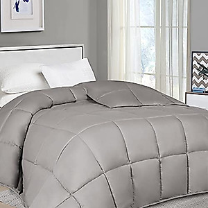 SUPERIOR Down Alternative All Season Comforter, Medium Fill Weight, Perfect for Winter and Summer, Bedding for Bed, Breathable and Comfortable Bedding Duvet Inserts & Bed Sets, King Size, Silver