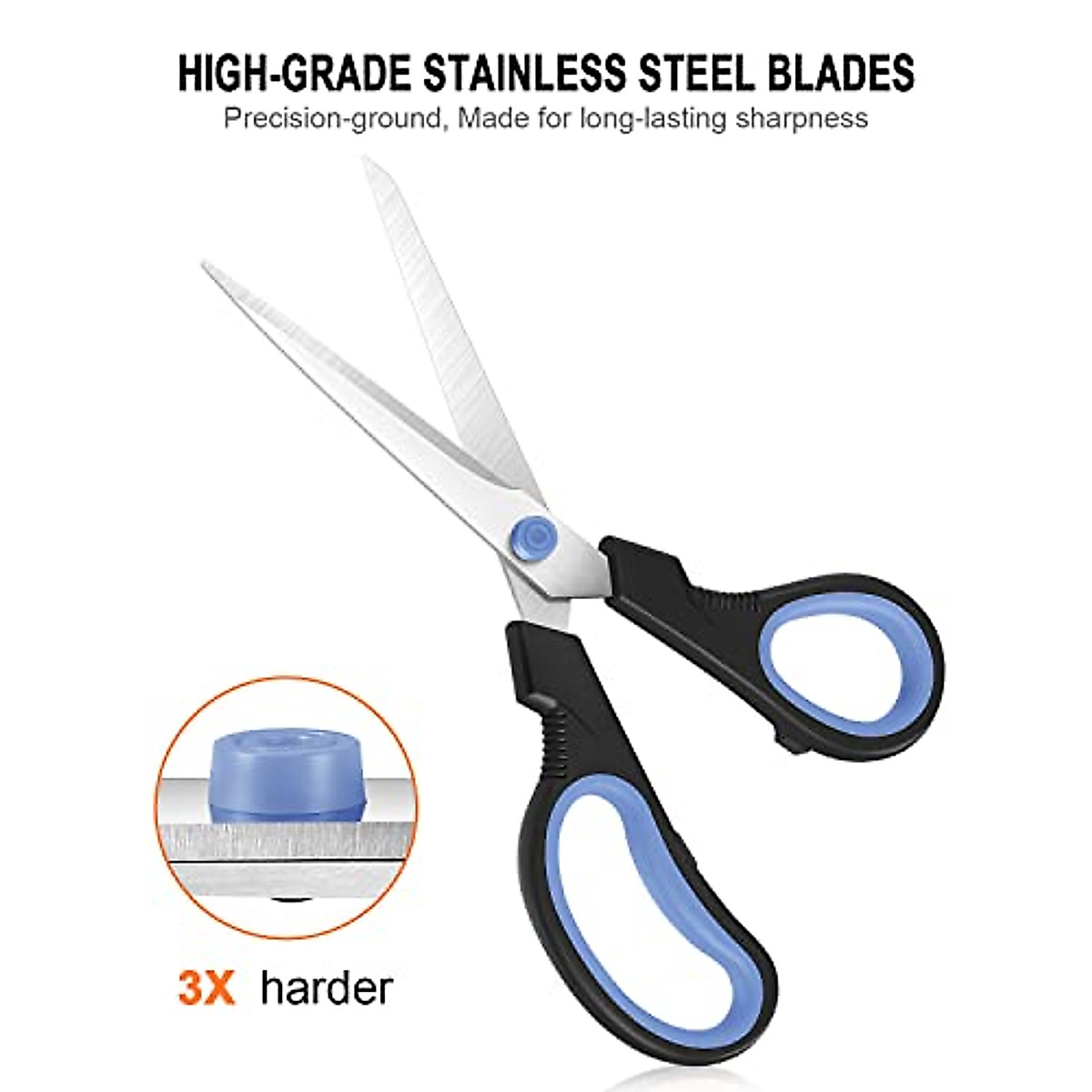 Scissors, All Purpose Thickened Craft Scissor 8.5", Stainless Steel Sharper Comfort Grip Sewing Fabric Scissors for Office School Home Supplies, Right/Left Handed, 3-Pack…