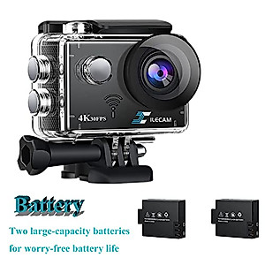 Xilecam 4K Action Camera, 4K/30FPS, WiFi Action Camera, Waterproof Camera Underwater 98ft，170 Degree Wide Angle Sports Camera，2*Battery and Multifunctional Accessories Package (4K30fps)