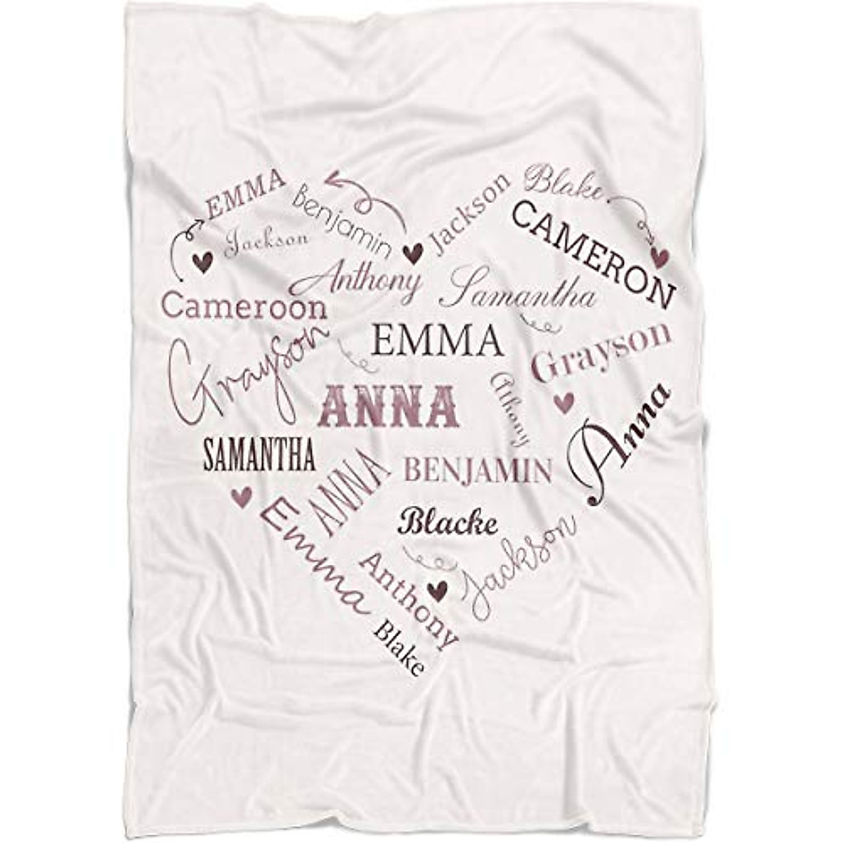 Personalized Name Blankets for Baby, kids and adults, Mom, Grandma. Custom Name Blanket from Your Names. Close to Heart Customized Throw. Gift for Mothers day, Christmas (Rose White, Fleece 50" x 60")