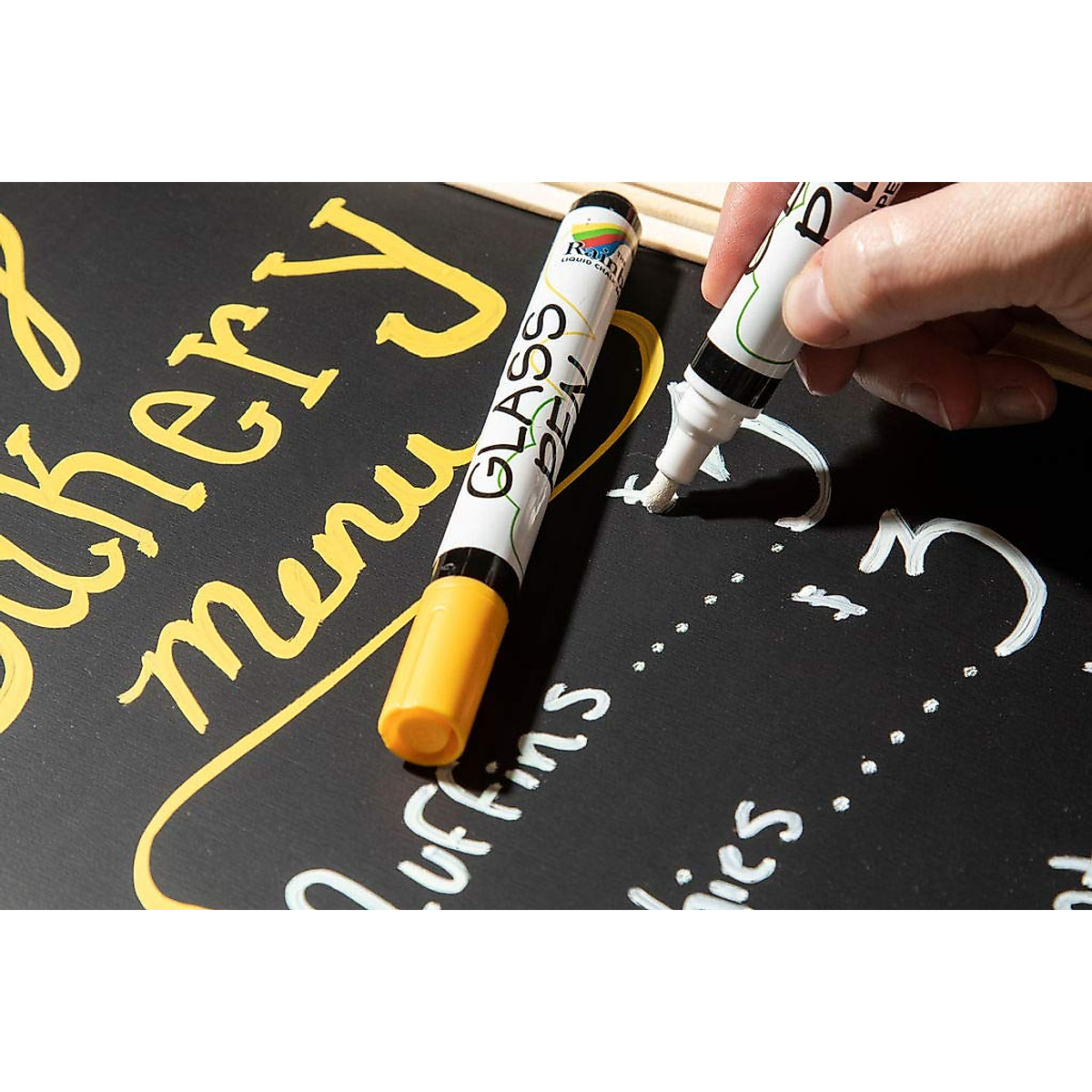 Glass Pen Window Marker: Liquid Chalk Markers for Glass, Car Marker or Mirror Pen with Washable Paint - Car Windows, Storefront Window, Wedding, Parade, Party & Holiday Decorations (White, Fine Tip)