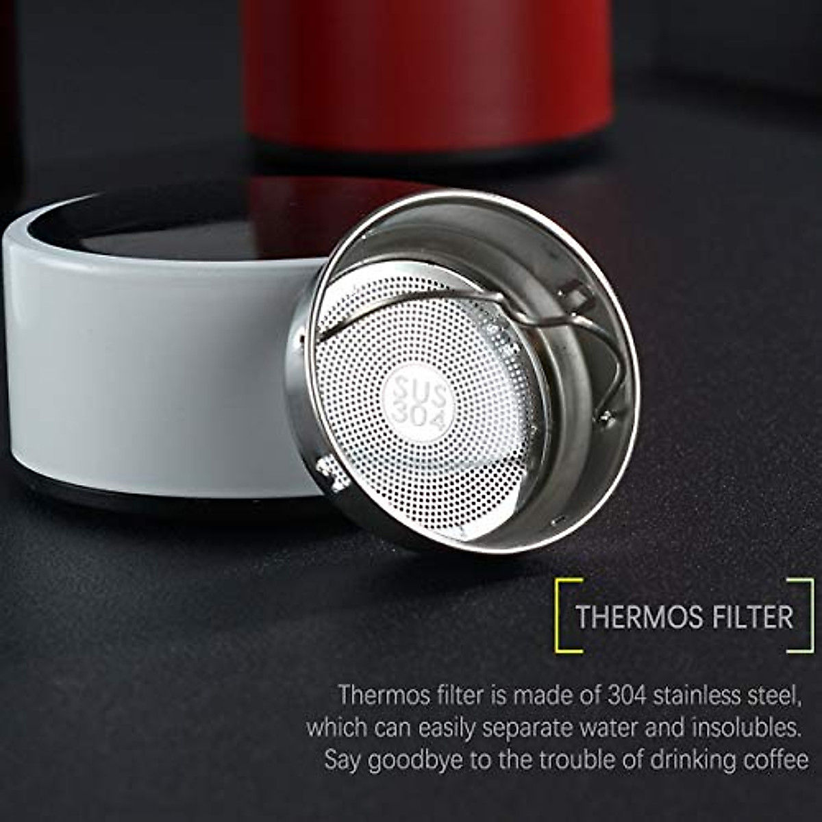 Fortyone Thermos Cup Coffee Thermos Bottle Coffee mugstainless Steel Cup Vacuum Insulated Cup With temperature display Keep Drinks Hot or Cold (White)… (White)