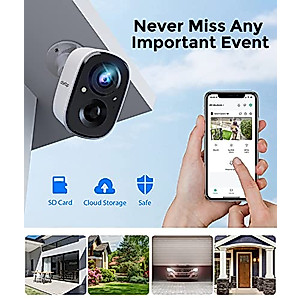 Outdoor Security Camera, 1080P HD Wireless Outdoor Camera with Night Vision, AI & PIR Motion Detection, IP65 Weatherproof, 2-Way Audio, Battery Powered Security Cameras Wireless Outdoor -2 Cameras Kit