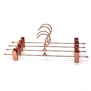 Koobay 13.8" Rose Gold Pants Clothes Hangers, 10PACKS, Metal Adjustable Clips Bottom Trousers Hanger Organization Display Hangers