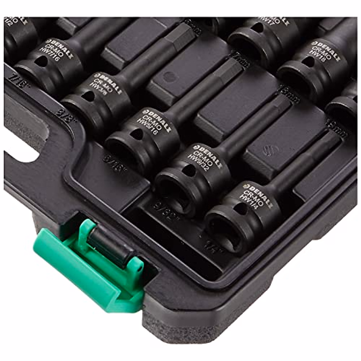 Amazon Brand - Denali 20-Piece 1/2-Inch Drive Impact Hex Driver Set with, SAE/Metric Size Carrying Case