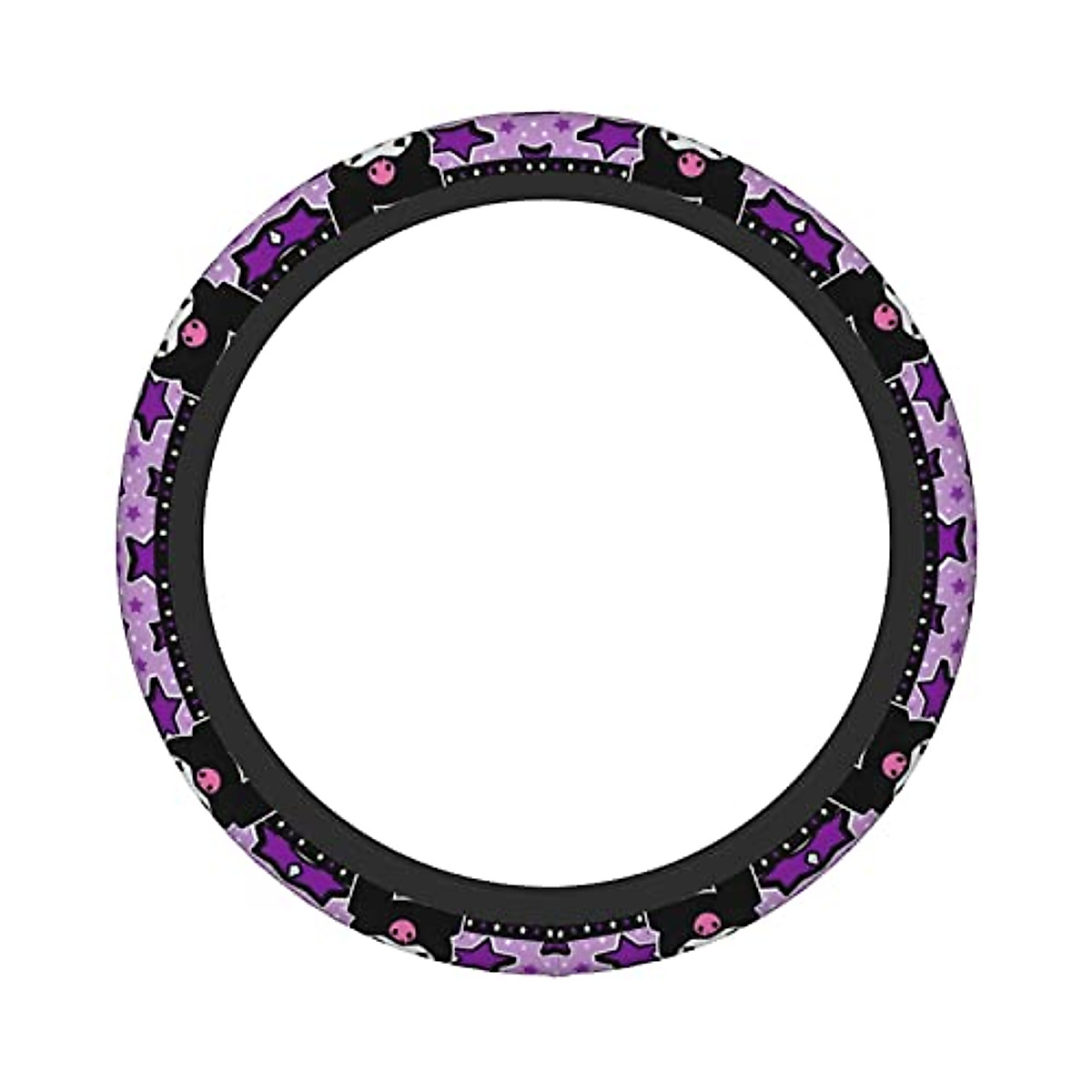 Gearbest Cute Cartoon Kuromi Steering Wheel Cover Universal 15 in Car Accessories for Men Women,Steering Wheel Protector Comfortable Protective Case for SUV Sedan Decor