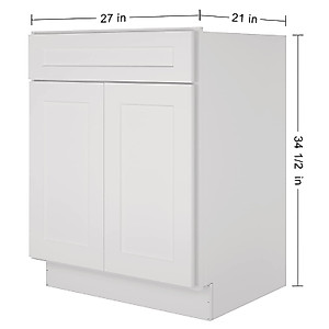 LOVMOR 27" Bathroom Vanity, Kitchen Base Cabinet, Single Sink Storage Unit, Pedestal Sink Storage Cabinet, Large Capacity for Laundry Room, Kitchen, Shower Room & Utility Room