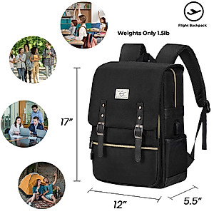 Ronyes Unisex College Bag Fits up to 15.6’’ Laptop Casual Rucksack Waterproof School Backpack Daypacks (AllBlackWithUSB)