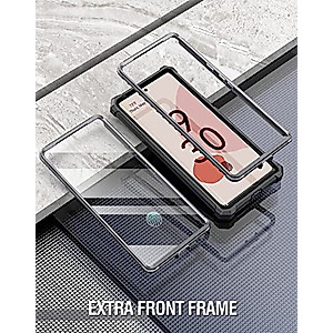 Poetic Guardian Case Designed for Google Pixel 6 Pro 5G, Built-in Screen Protector Work with Fingerprint ID, Full Body Hybrid Shockproof Bumper Cover Case, Black/Clear