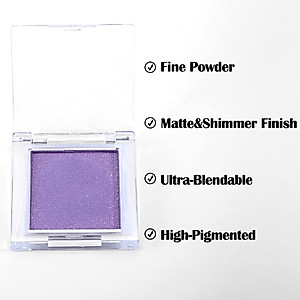 Erinde Single Eyeshadow Powder Palette, Matte Shimmer Lavender Purple Eye Shadow Makeup, High Pigment, Ultra-Blendable, Long-Lasting Smokey Eyeshadow, 4g/0.14oz