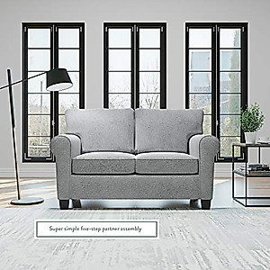 Edenbrook Willow Upholstered Loveseat with Rolled Arms – Living Room Furniture – Gray Small Loveseat - Seats Two – Loveseat for Small Spaces