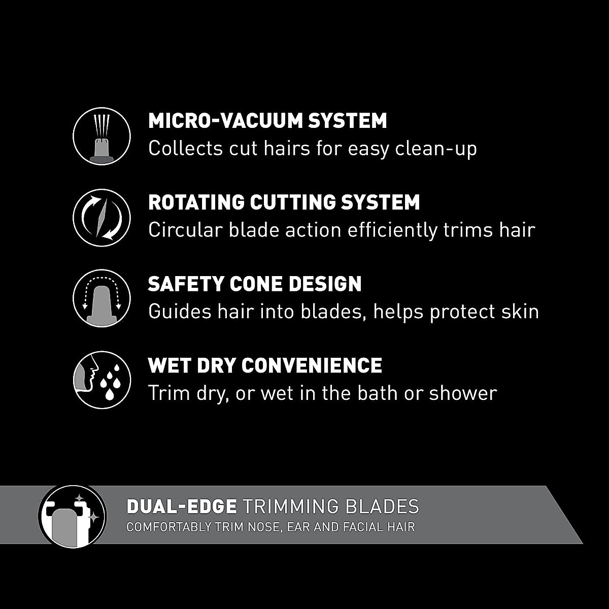 Panasonic Men's Wet/Dry Nose & Ear Hair Trimmer with Vacuum Cleaning System, Black