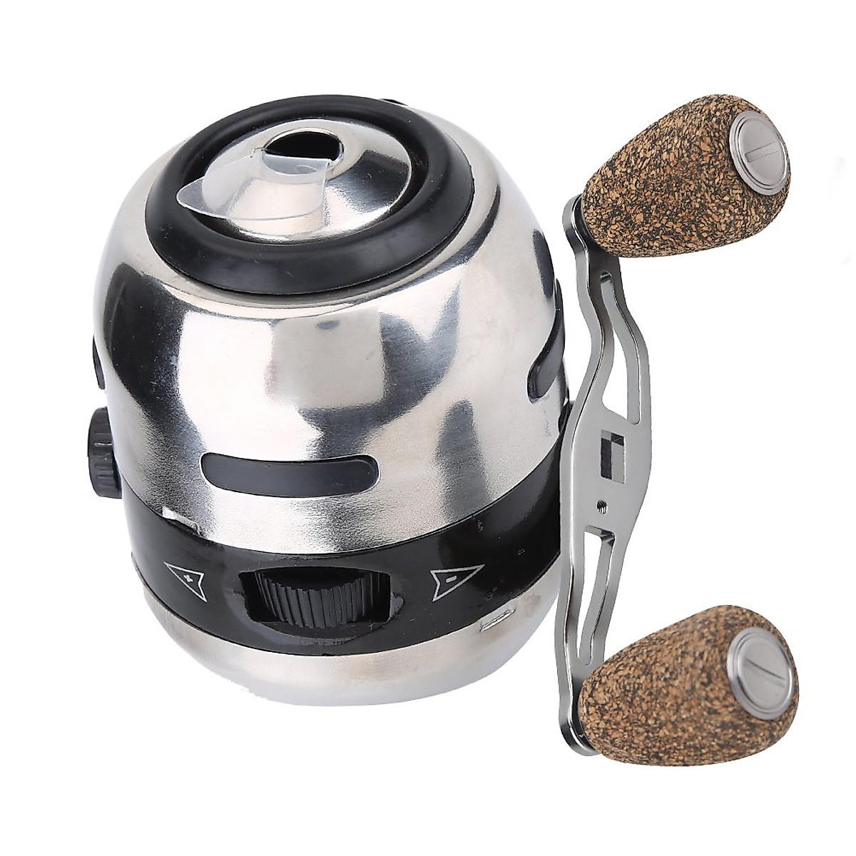 Fishing Reel Handle, Reel Handle Wood Knob Carbon Fiber Frame with Fittings Replacement Parts (Silver)