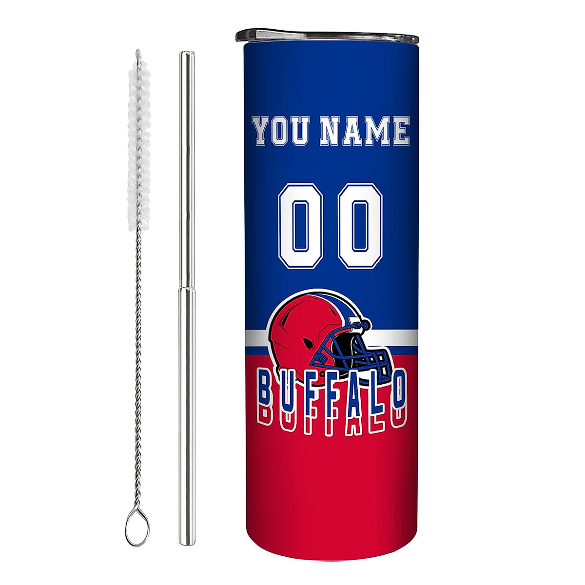 20oz Customs stainless steel Insulated tumbler with Lid and Straws, Personalized football gifts for fans, Travel Cup Adds Your Name and Number
