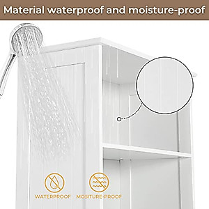 ADORNEVE 64" Bathroom Storage Cabinet, Linen Cabinet with 2 Doors, Tall Storage Cabinet with 2 Open Compartments & Adjustable Shelves for Bathroom, Living Room, Office, White