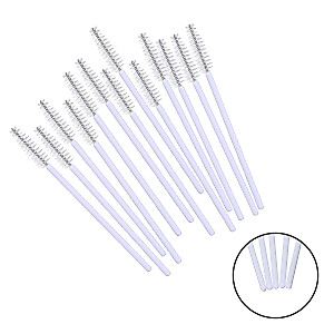 Elisel 100 PCS Disposable Eyelash Brushes Mascara Brushes Eye Lash Eyebrow Applicator Cosmetic Makeup Brush Tool Kits (White)