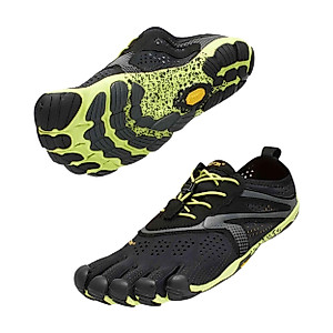 Vibram Men's FiveFingers V-Run Shoe, Black/Yellow, 49 EU / 13-14 US