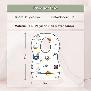 SEEDNUR Disposable Bibs for Toddlers Waterproof Bibs Baby Bibs for Eating 20 PCS(Ocean)