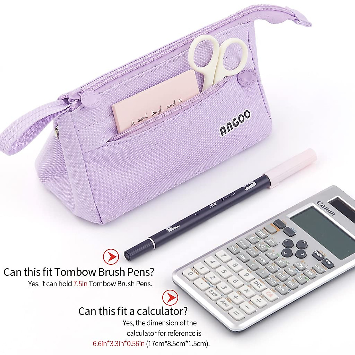 ANGOOBABY Large Capacity Pencil Case Durable Pen Pouch Portable Pencil Bag with Handle for School Teen Girl Boy Men Women Adults Purple