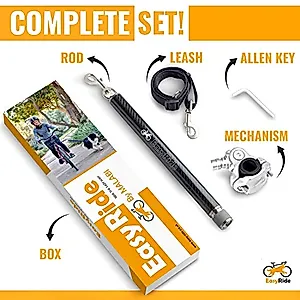 Malabi V2.0-180° Rotating Dog Bike Leash - with Shock Absorbers and Quick Attach Mechanism | Carbon Fiber | Detachable, Adjustable for The Smoothest Ride- Patent Pending