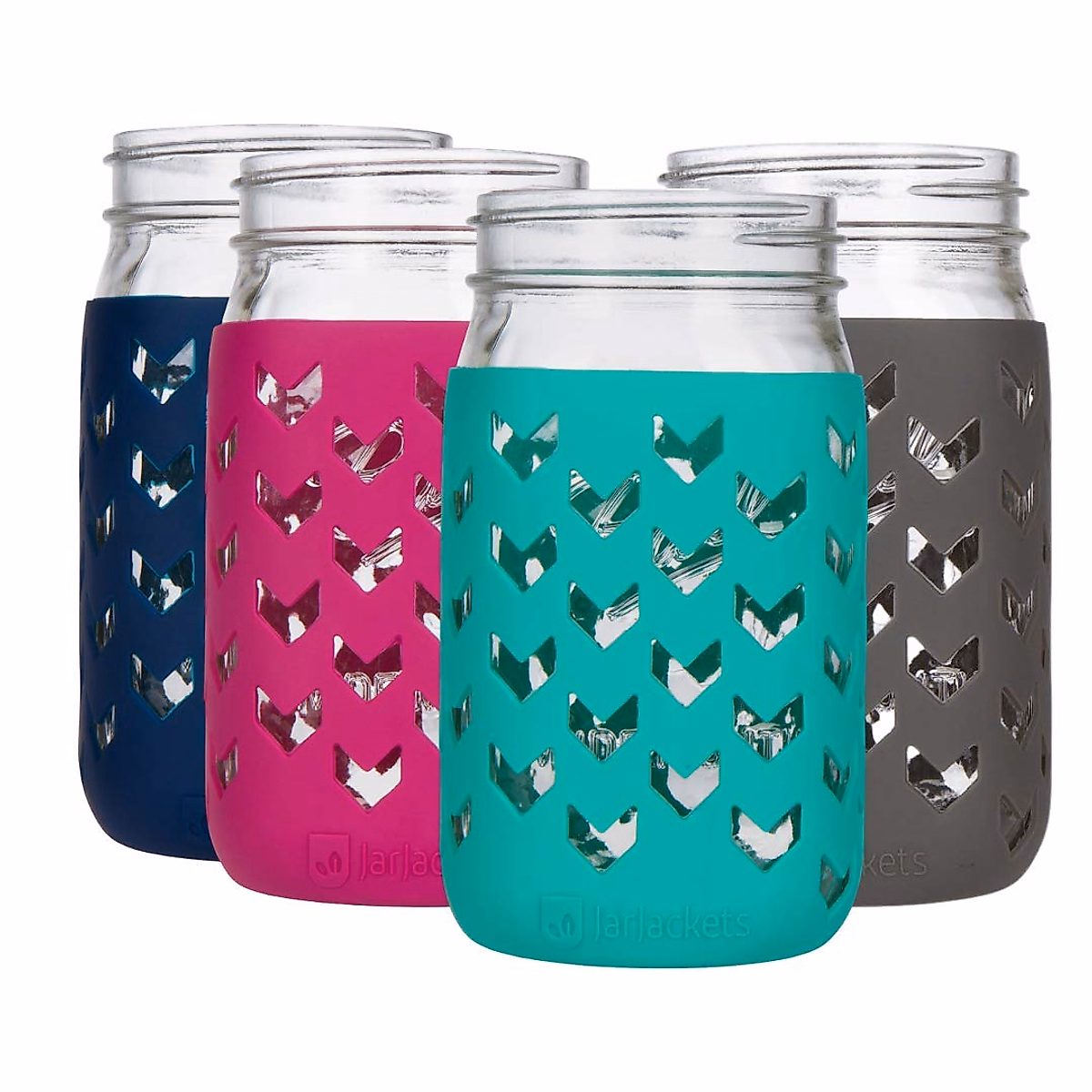 JarJackets Silicone Mason Jar Sleeve - Fits 32oz (1 quart) Jars (4, Multicolor)