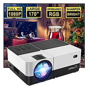 Video Projector, ARMAX Movie projector with Full HD 1080P & 170'' Display Supported,Protable Projector for Outdoor & Indoor with 40000 hrs LED Lamp Life,Compatible with TV Stick,HDMI,VGA,USB