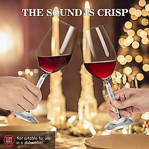 sugarchef Wine Glasses 2 Pieces Long Stem Filled with Crystals Elegant Wine Glasses for Home,Wedding, Parties, Anniversary (Silver)