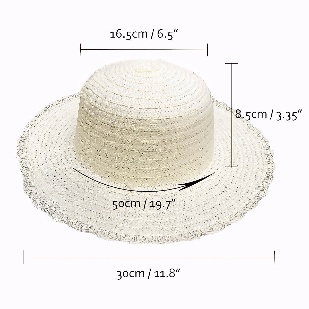 Only Lovuu 10Pcs DIY Straw Hats Set, 5 Laciness White Straw Hats + 5 Round White Straw Hats for Kids Creative Art Painting & DIY Tea Party Dress Up Hats